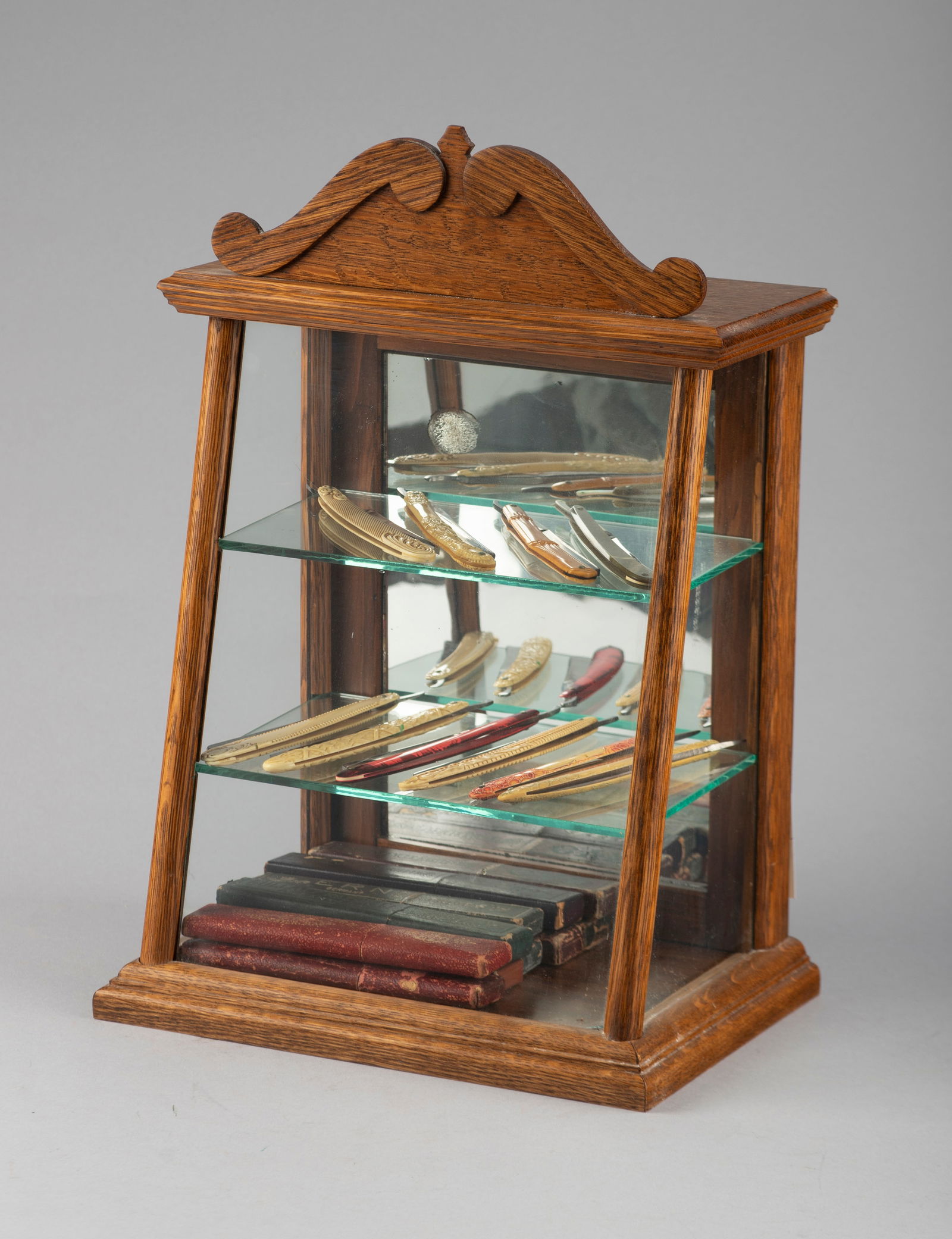 Unique Oak Slant Front Display Case, Measuring 16" T X 12 1/4" W X 8" D ...