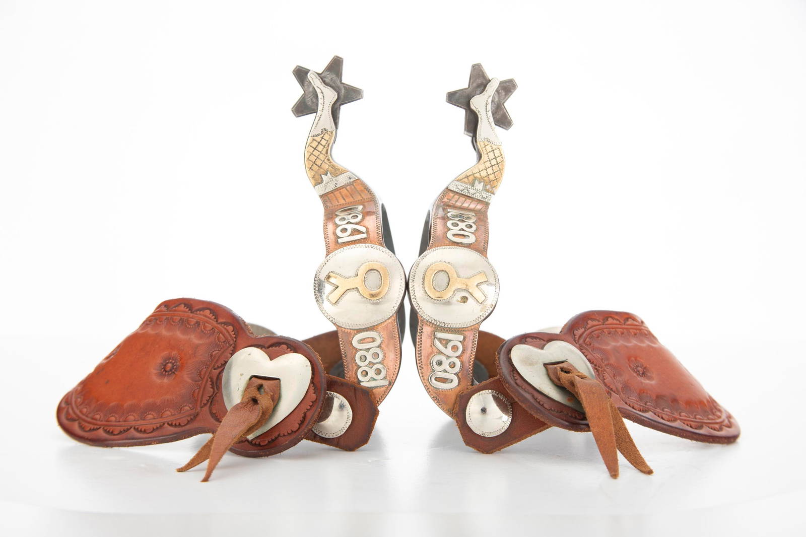 Fine Pair Of “bill Adamson?? Marked, Double Mounted Spurs, Hand ...