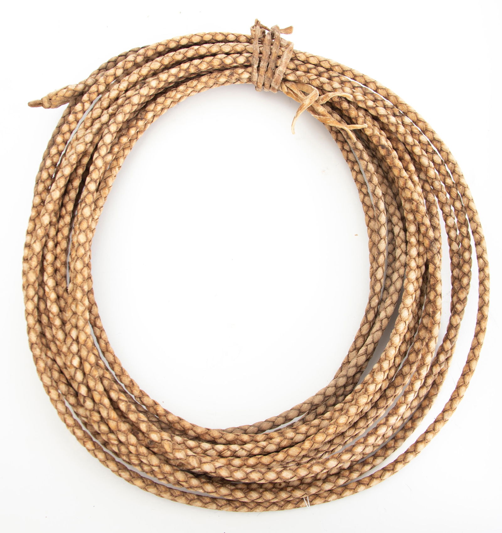 Fine Braided Rawhide Reata, Approximately 50 Ft. Long With Leather ...
