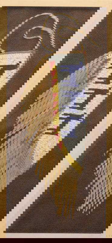 Framed Fully Beaded, Fringed, Brain Tanned Knife Sheath, With Animals ...