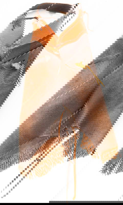 Pair Of Custom Bull Hide Fringed Chinks With Outside Sewn Pockets ...