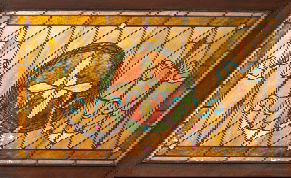 Antique Leaded And Stained Glass, Jeweled Victorian Window, Circa 1890s ...