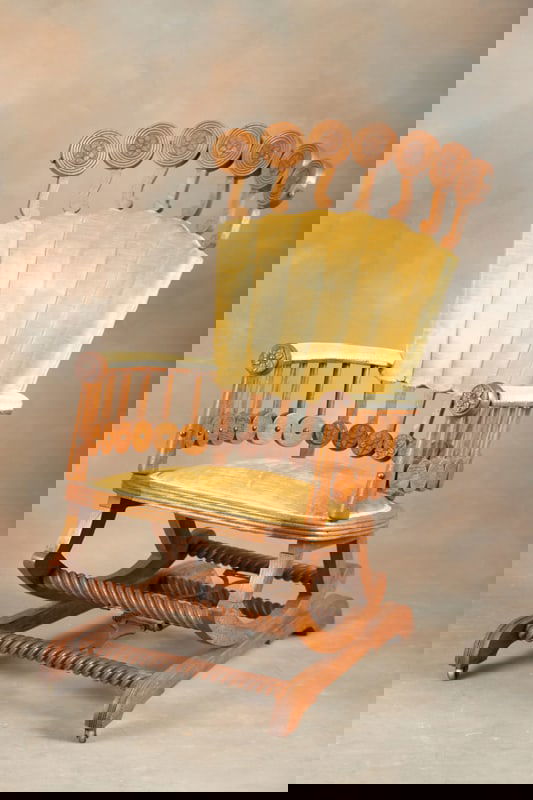 Scarce Antique Oak Hunzinger Platform Rocker In The Rare Lollipop ...