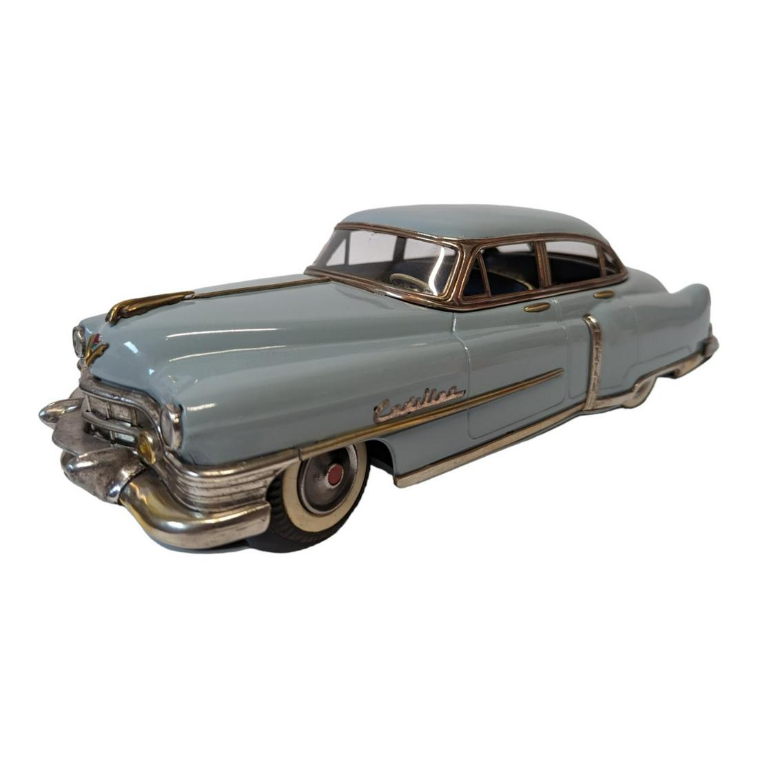 Vintage Marusan (san) Japan Tin Friction Powered Gray Cadillac Toy Car ...