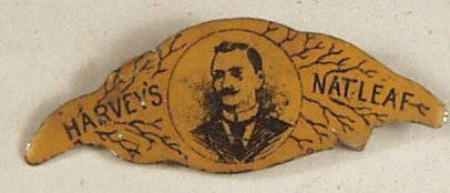 Tin Lithographed Tobacco Pin, Harvey's Natleaf (wc123)