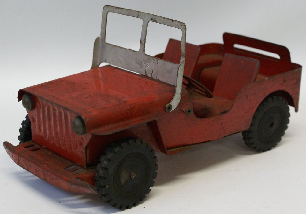 Vintage 1938 Marx Pressed Steel Red Willys Jeep