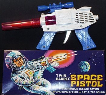 Vintage 1960s TWIN BARREL SPACE PISTOL, British Crown