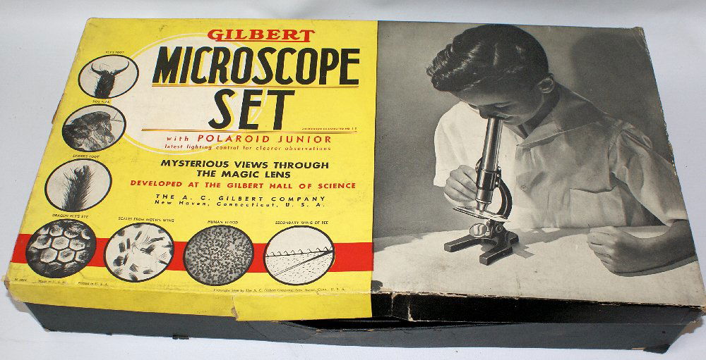 1938 A.C. GILBERT Microscope Set #5 with Polaroid