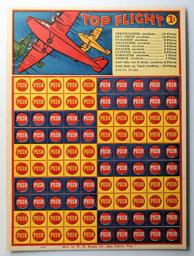 1 Cent Penny Punch Card Game "top Flight" By W.h. Brady