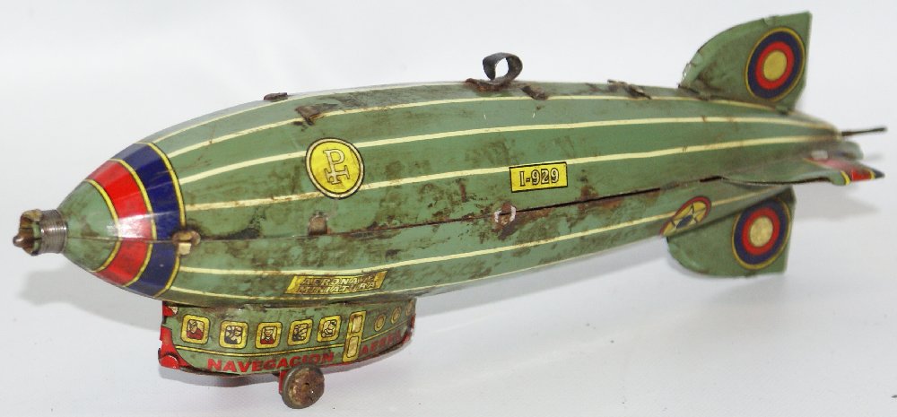 Vintage Tin Zeppelin Airship I 929 Aeronave Miniatura