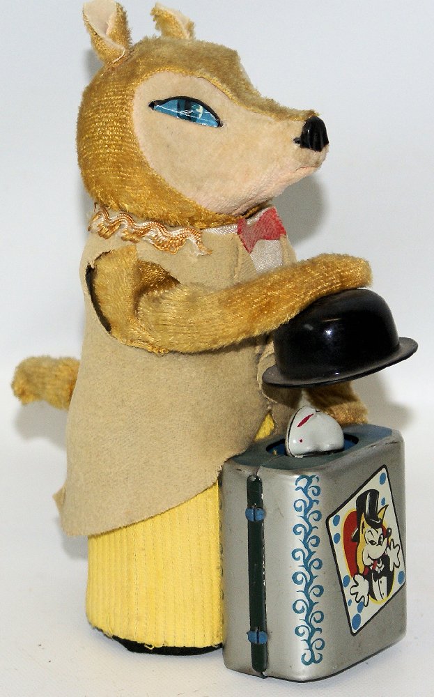Vintage 1950's Mechanical Wind Up Fox The Magician With