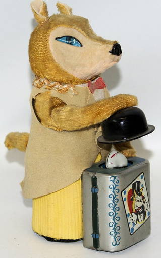 Vintage 1950's Mechanical Wind Up Fox The Magician With
