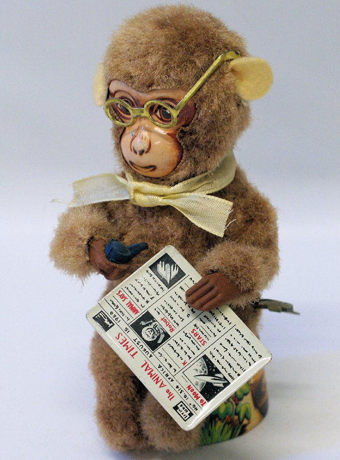 RARE Windup Monkey Animal Reading Newspaper, Smoking - Nov 22, 2015 ...