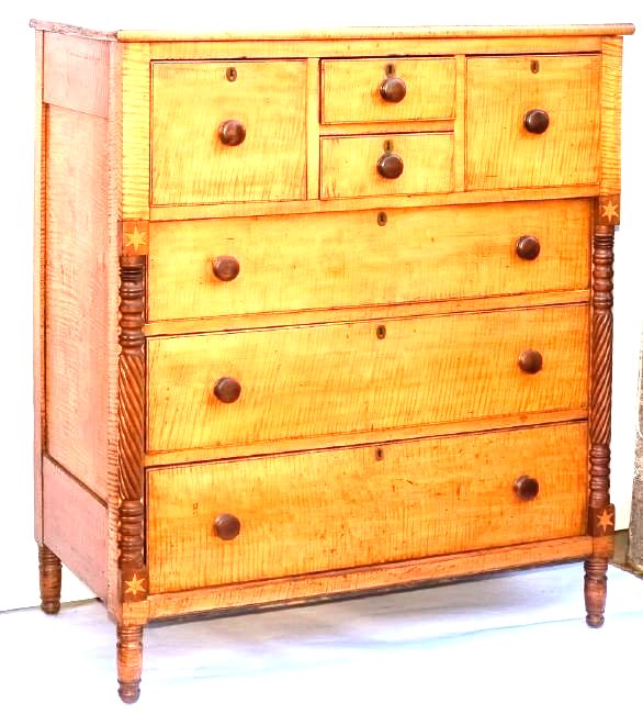Curly Maple Bonnet Chest, Matthew Patton Dayton, Ohio