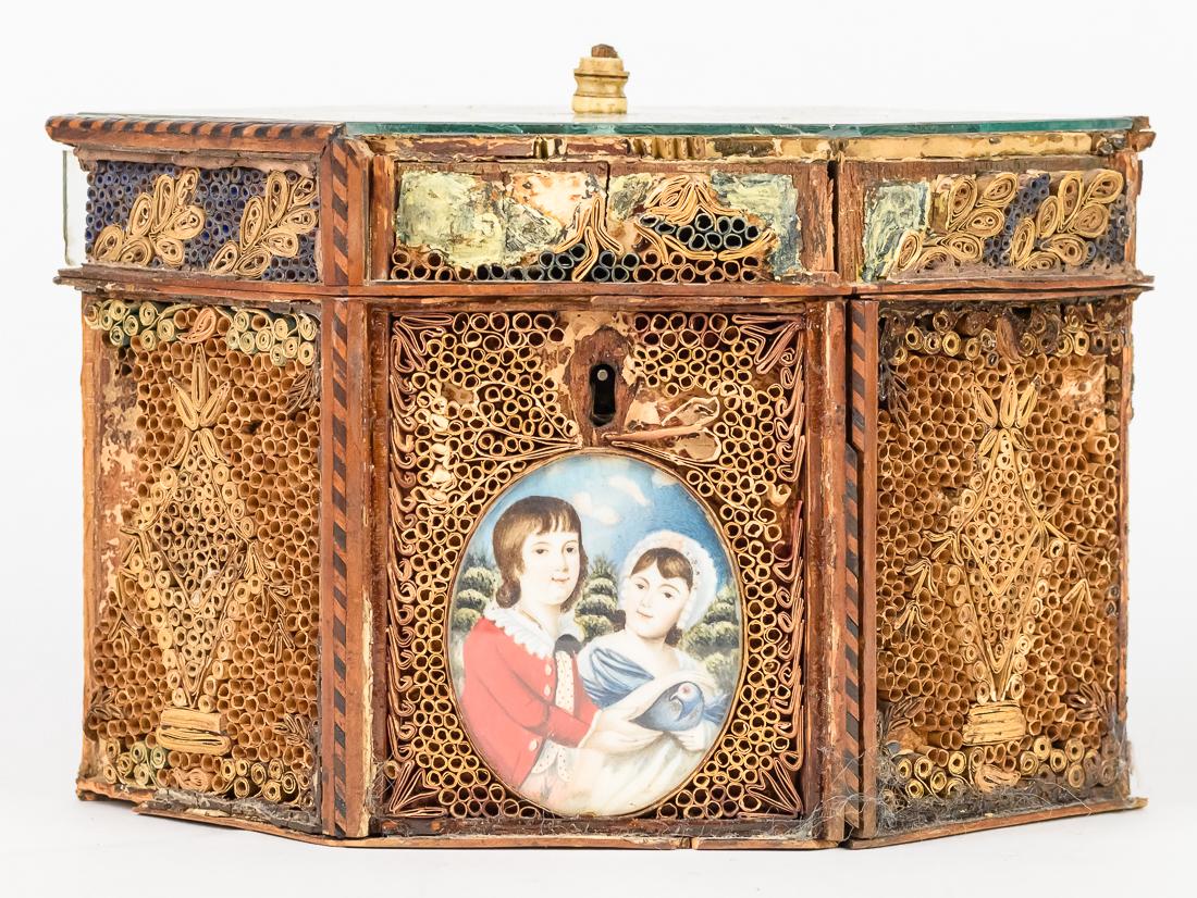 Rare 18th Century Paper Filigree Tea Caddy