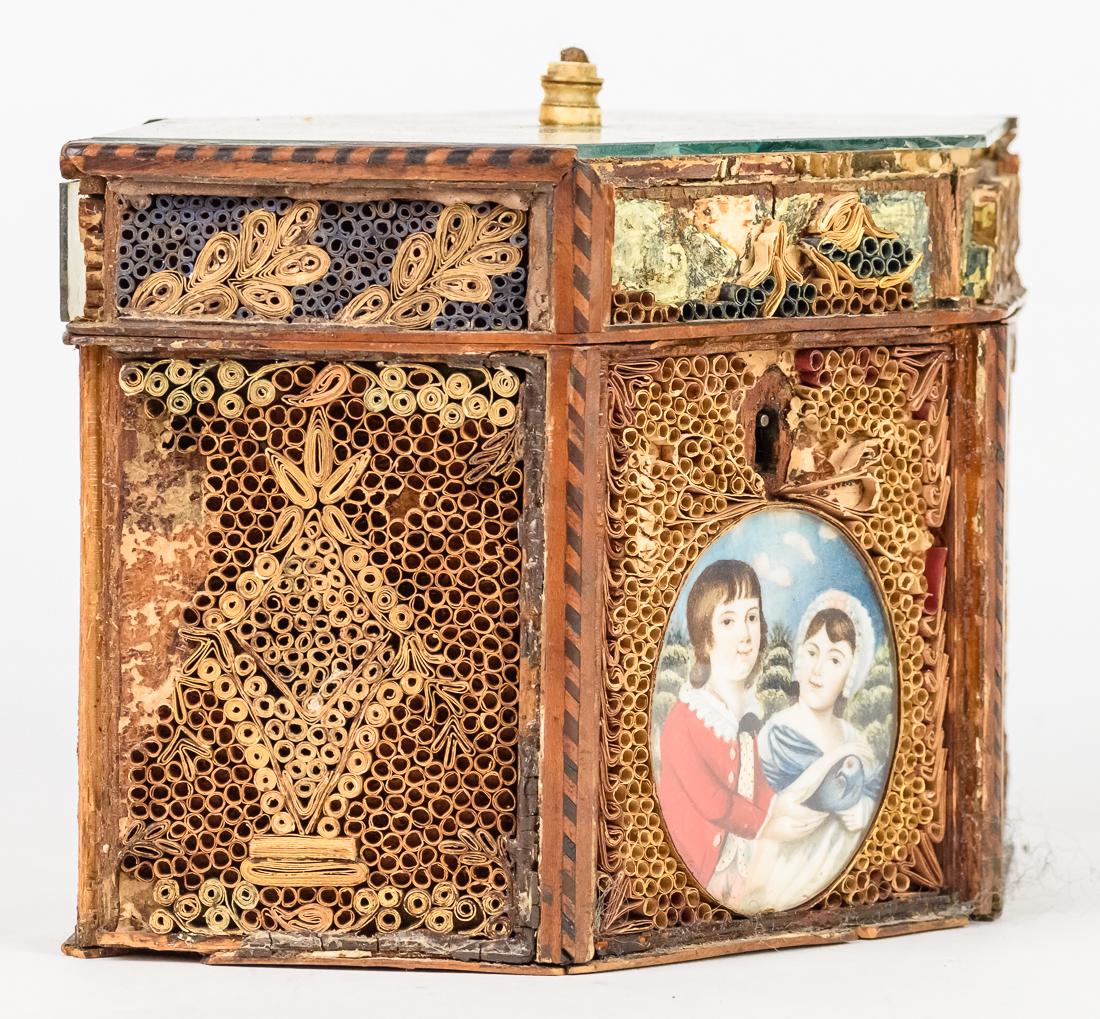 Rare 18th Century Paper Filigree Tea Caddy