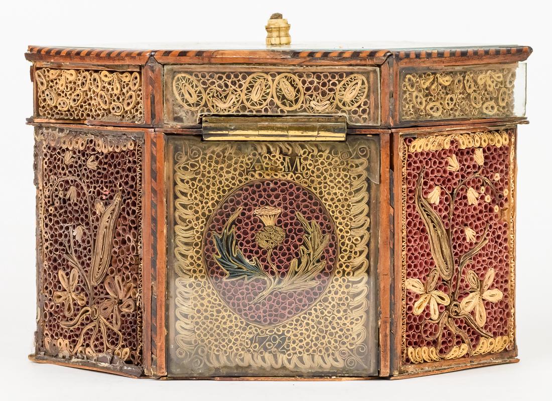 Rare 18th Century Paper Filigree Tea Caddy
