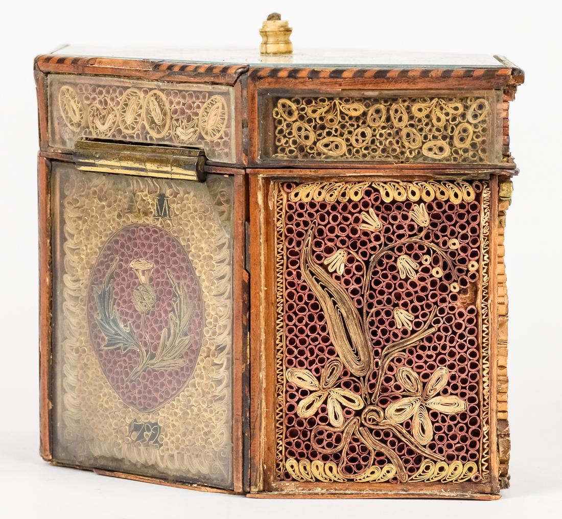 Rare 18th Century Paper Filigree Tea Caddy