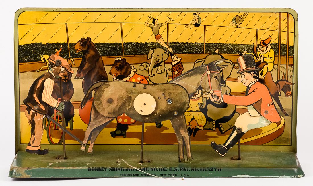 F. Strauss Donkey Shooting Tin Lithographed Game