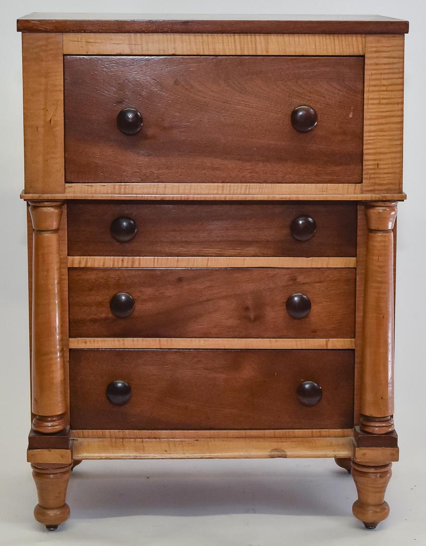 Curly Maple & Mahogany Miniature Chest