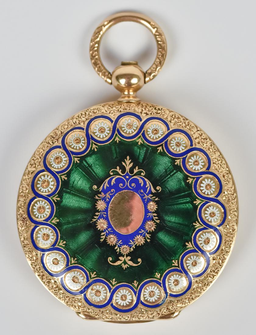 18k Gold Enameled Pocket Watch