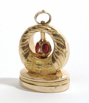 38A: RARE EARLY GOLD MUSICAL WATCH FOB