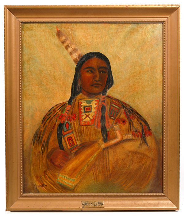 Gus. Garrett Oil Painting Of Sioux Indian Chief