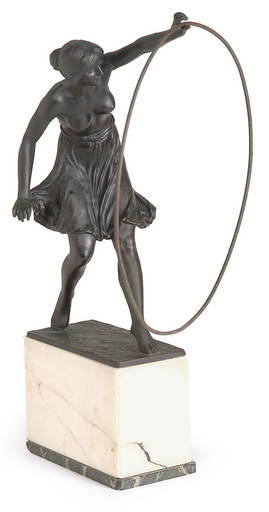 Franz Adolph Sautner Bronze Of Topless Lady With H