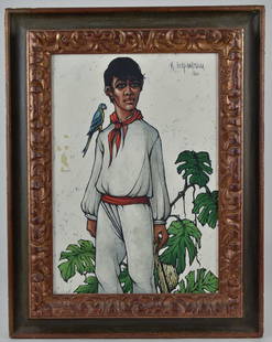 Keith Ingermann: Man & Parrot Oil Painting