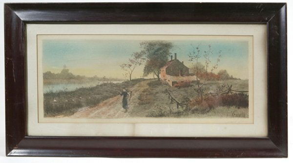 1119: SIGNED COLORED ETCHING WITH ARTIST REMARQUE