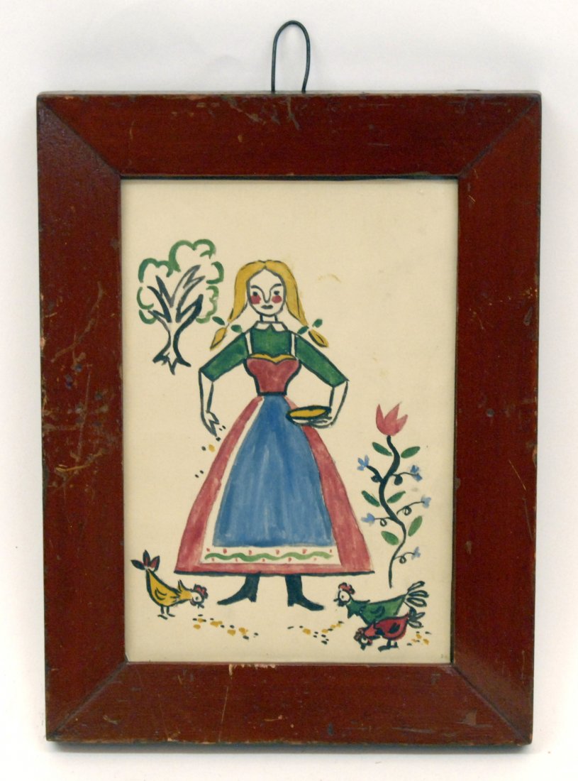 Pennsylvania Dutch Folk Art Watercolor