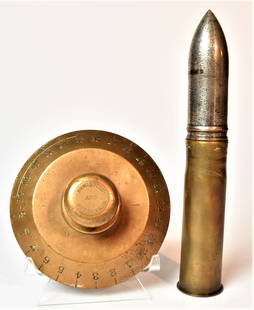 American Wwii Wood & Brass Practice Artillery Shell
