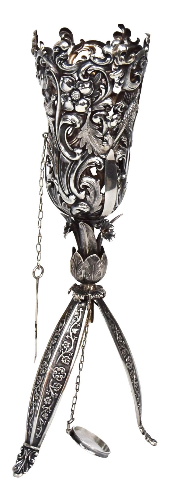 Chased Victorian Silver Posy Holder