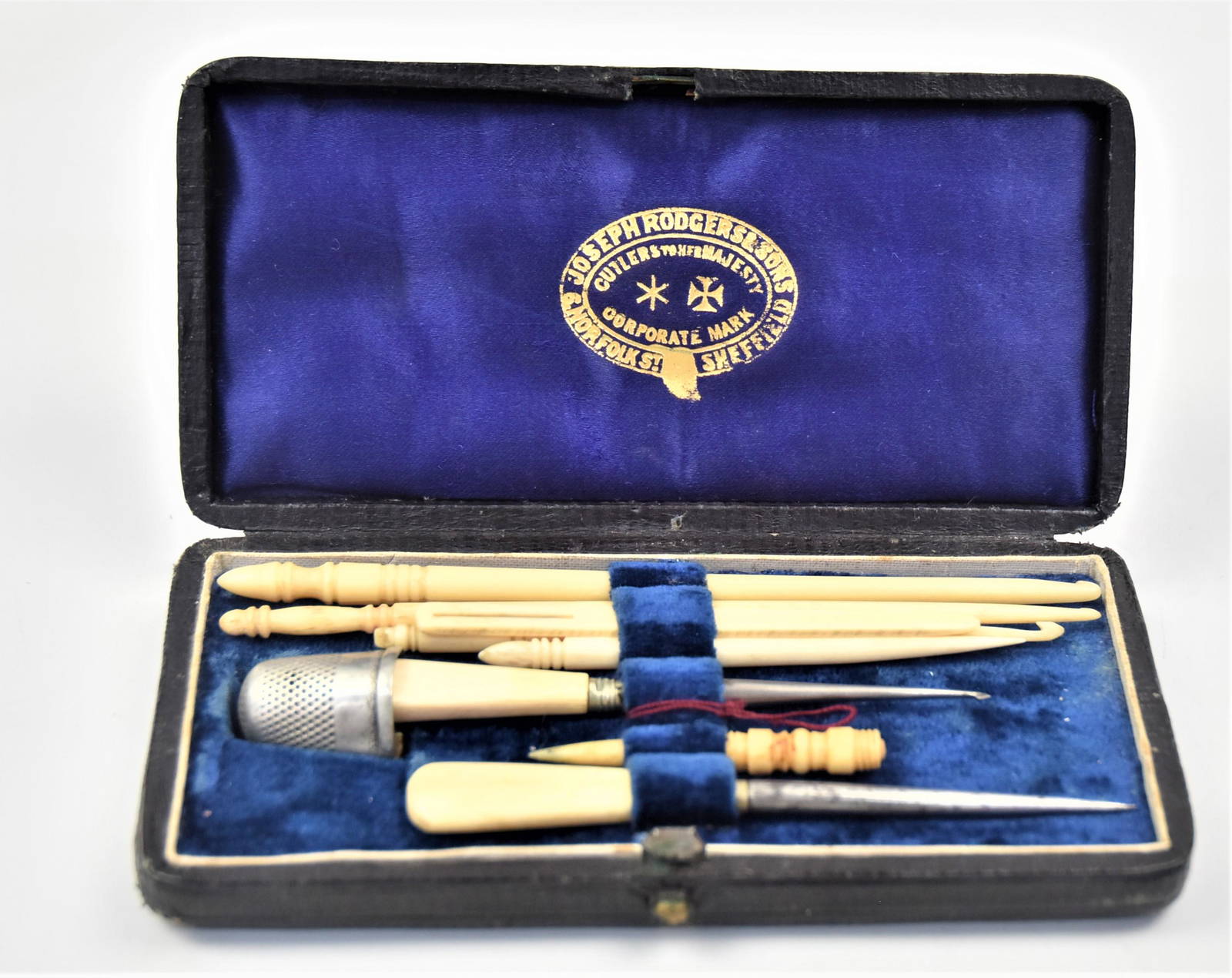 Sheffield Sterling & Scrimshaw Sewing Kit Auction
