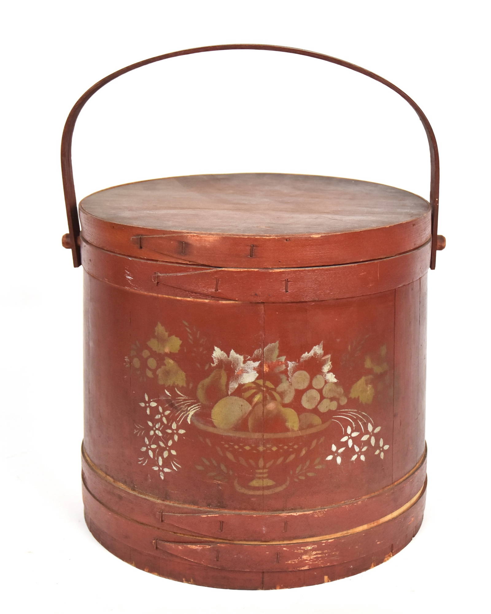 Red Painted Large Firkin Bucket Auction