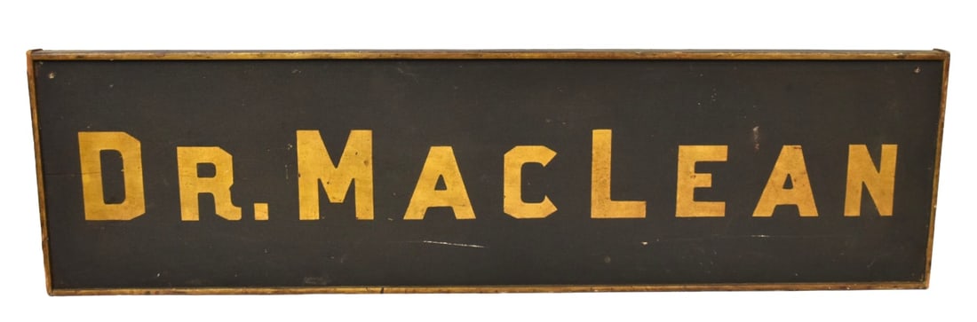 Early Wood Dr. Maclean Sign Auction