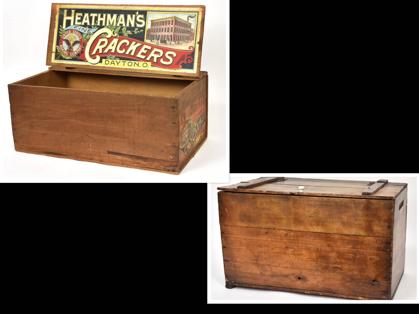 Two Wood Cracker Boxes Auction
