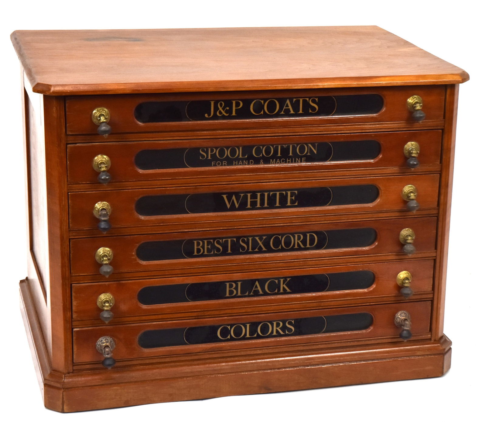 J & P Coats Cherry Spool Cabinet Auction