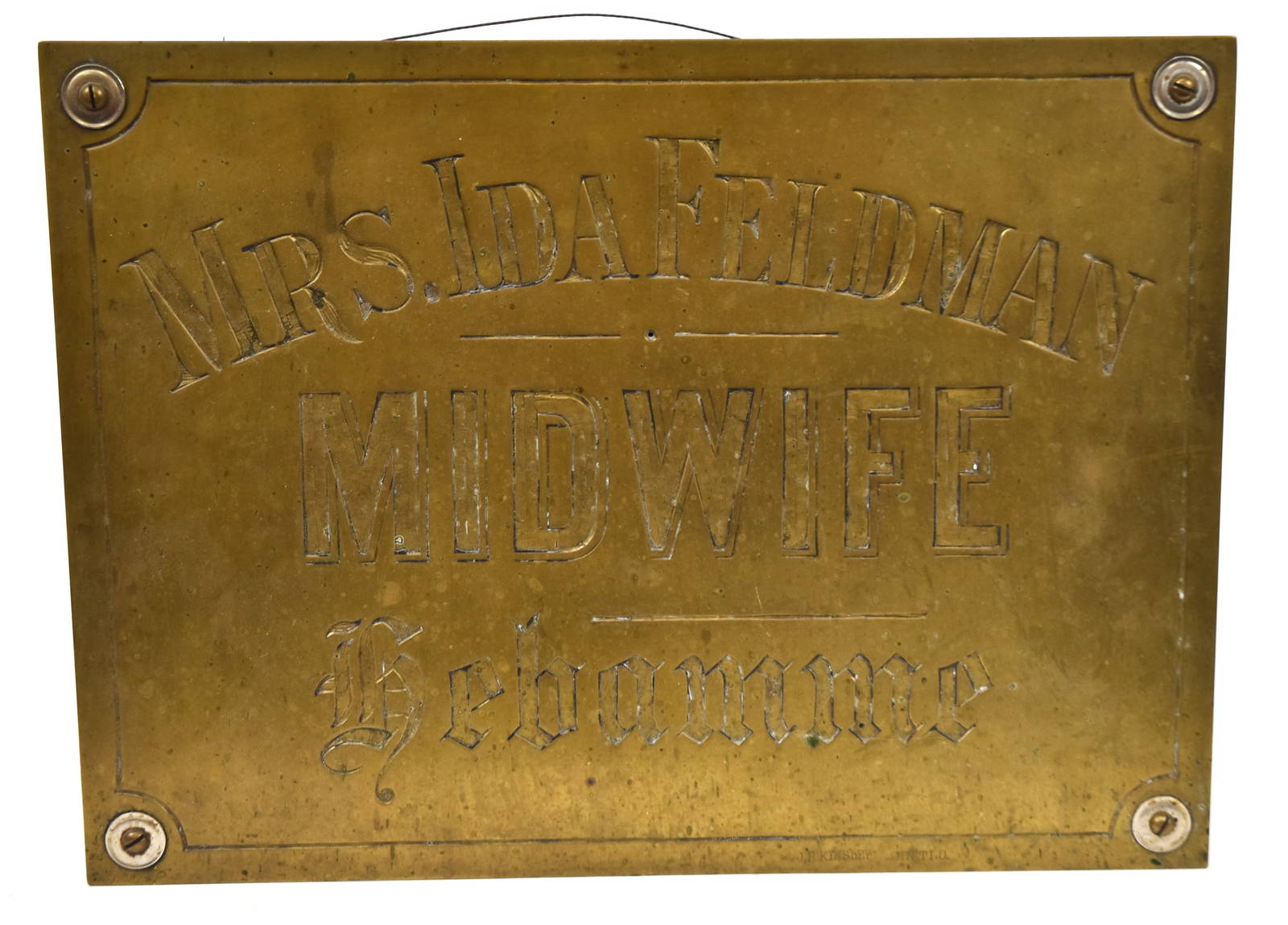 Brass Midwife Sign Auction