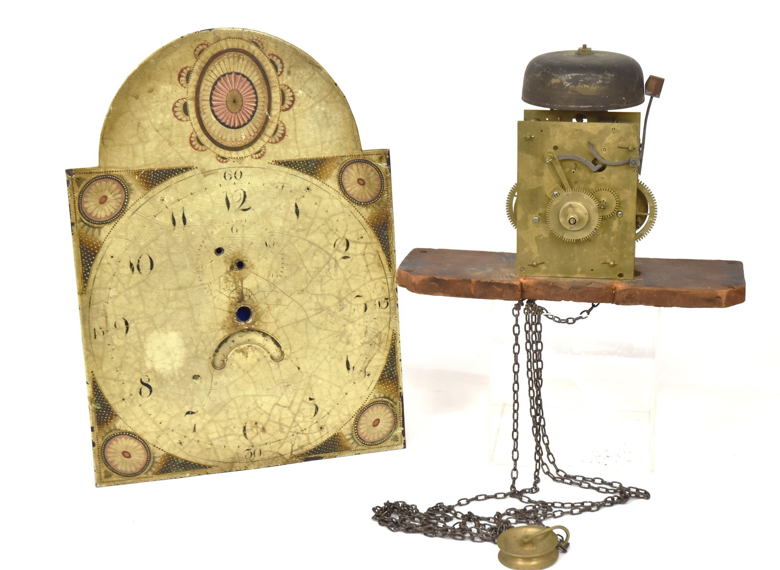 British Bell Strike Tall Case Clock Movement & Dial Auction