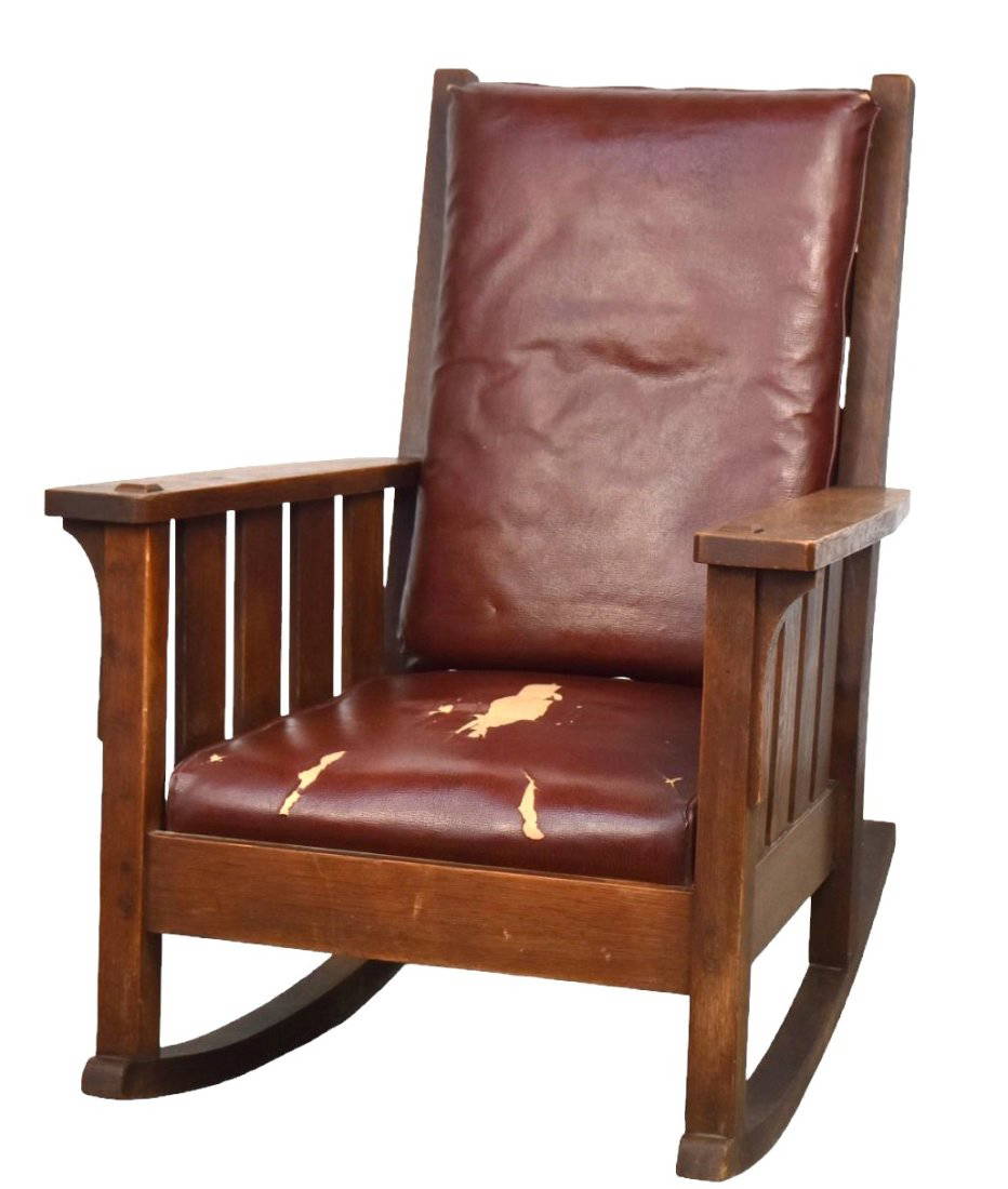 Charles Stickley Attribution Slatted Rocker Auction