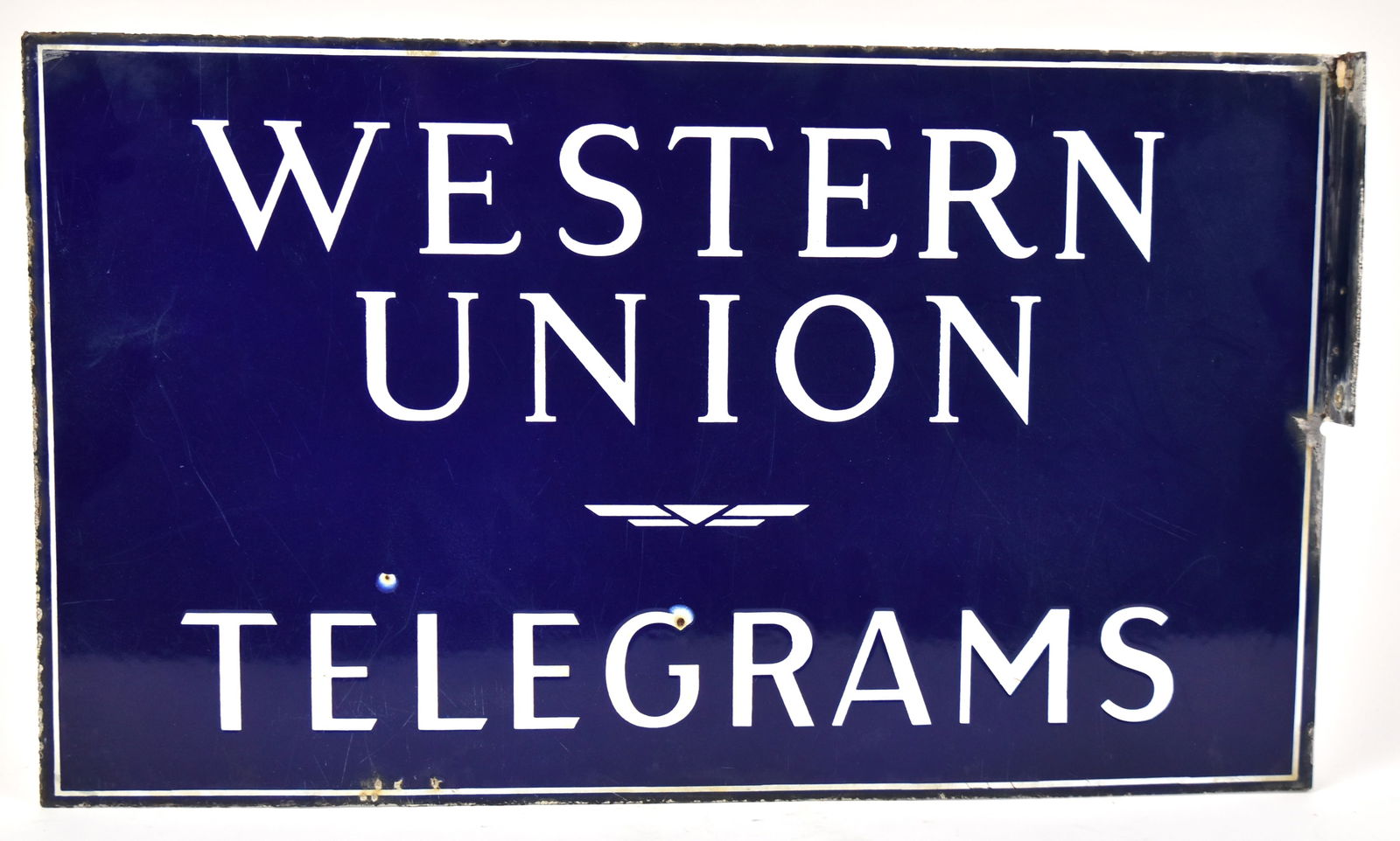 Western Union Telegrams Porcelain Flange Sign Auction