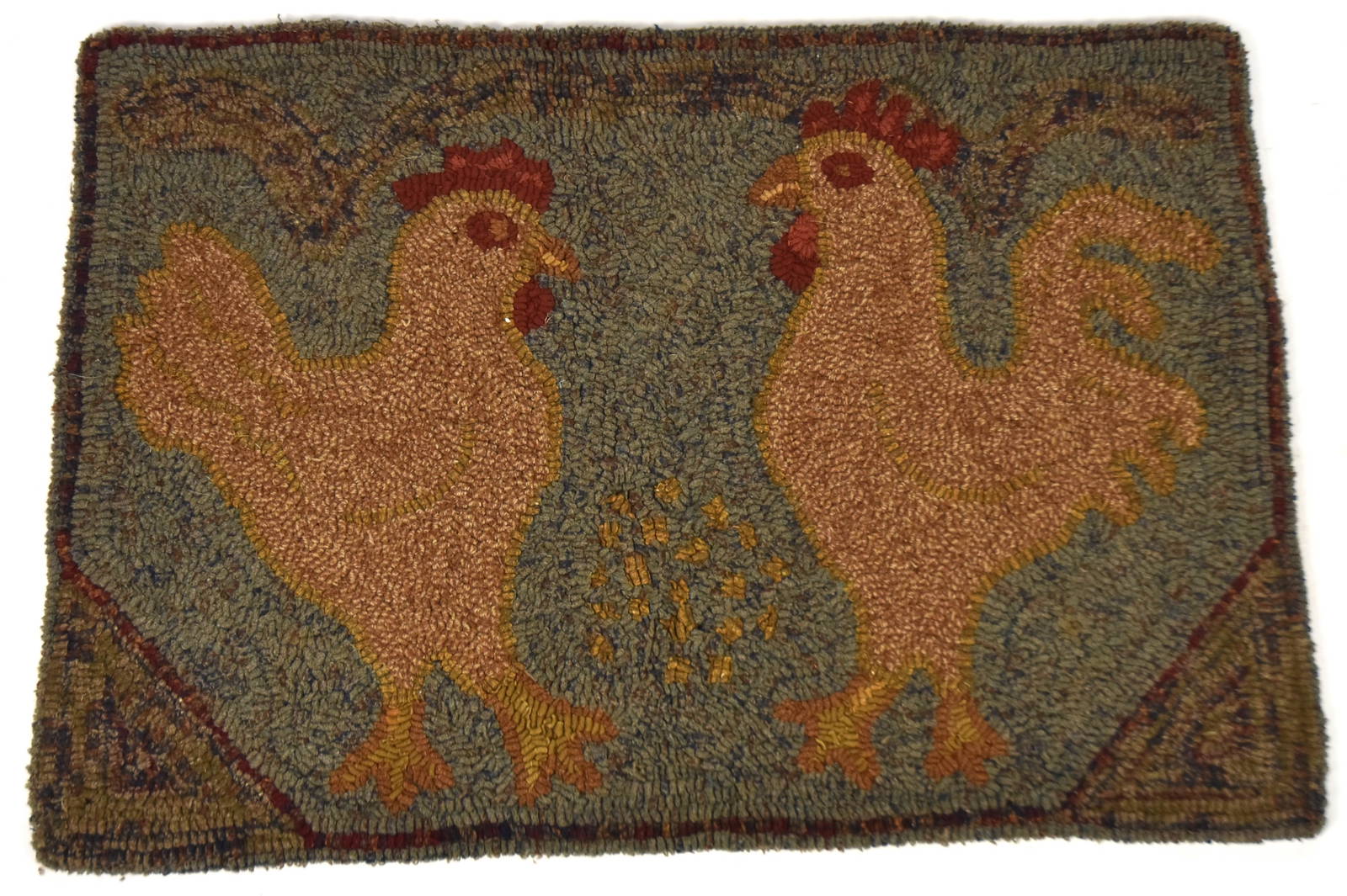 Hooked Rug With Chickens Auction