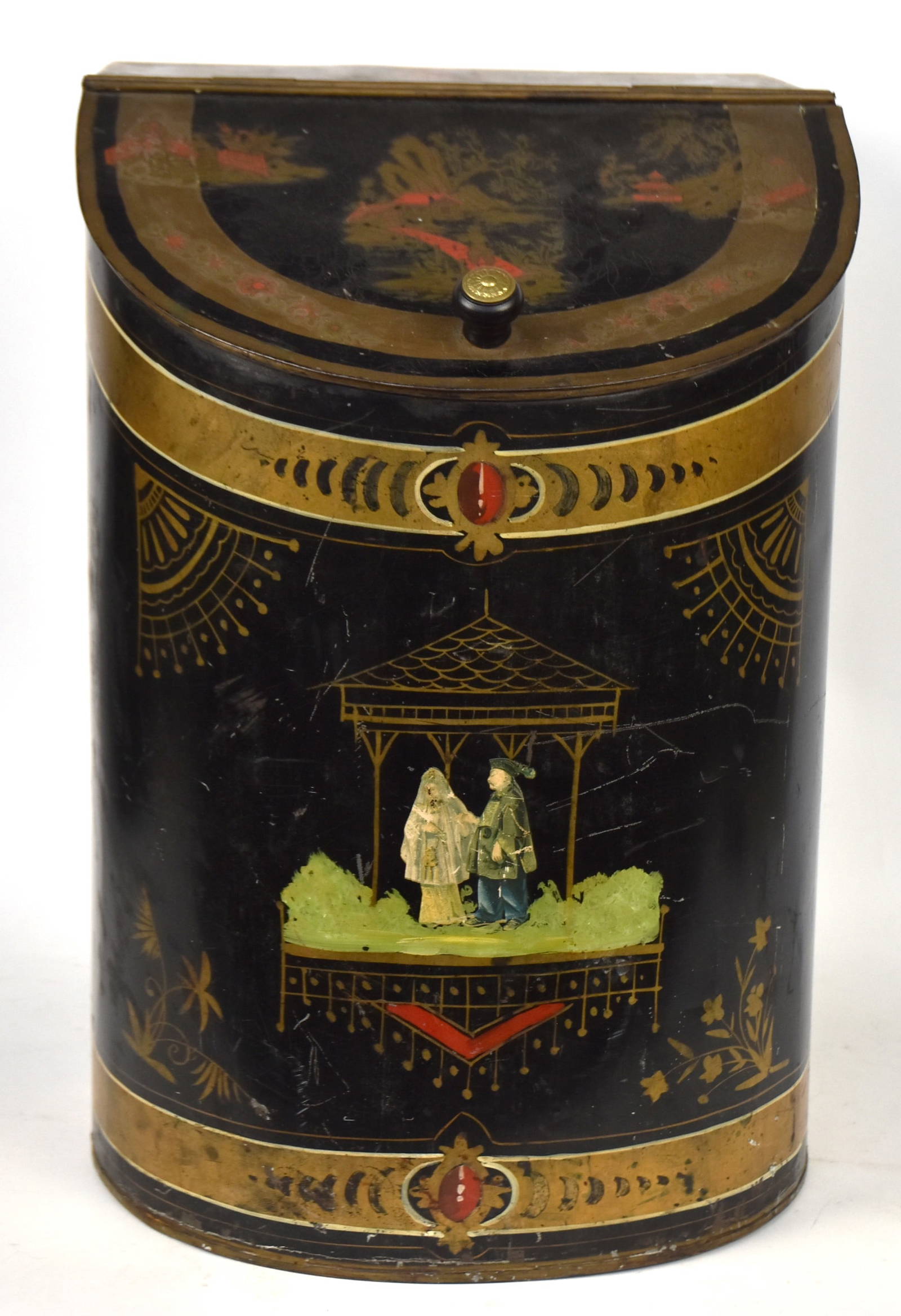 Japanned Tin Tea Counter Top Bin Auction