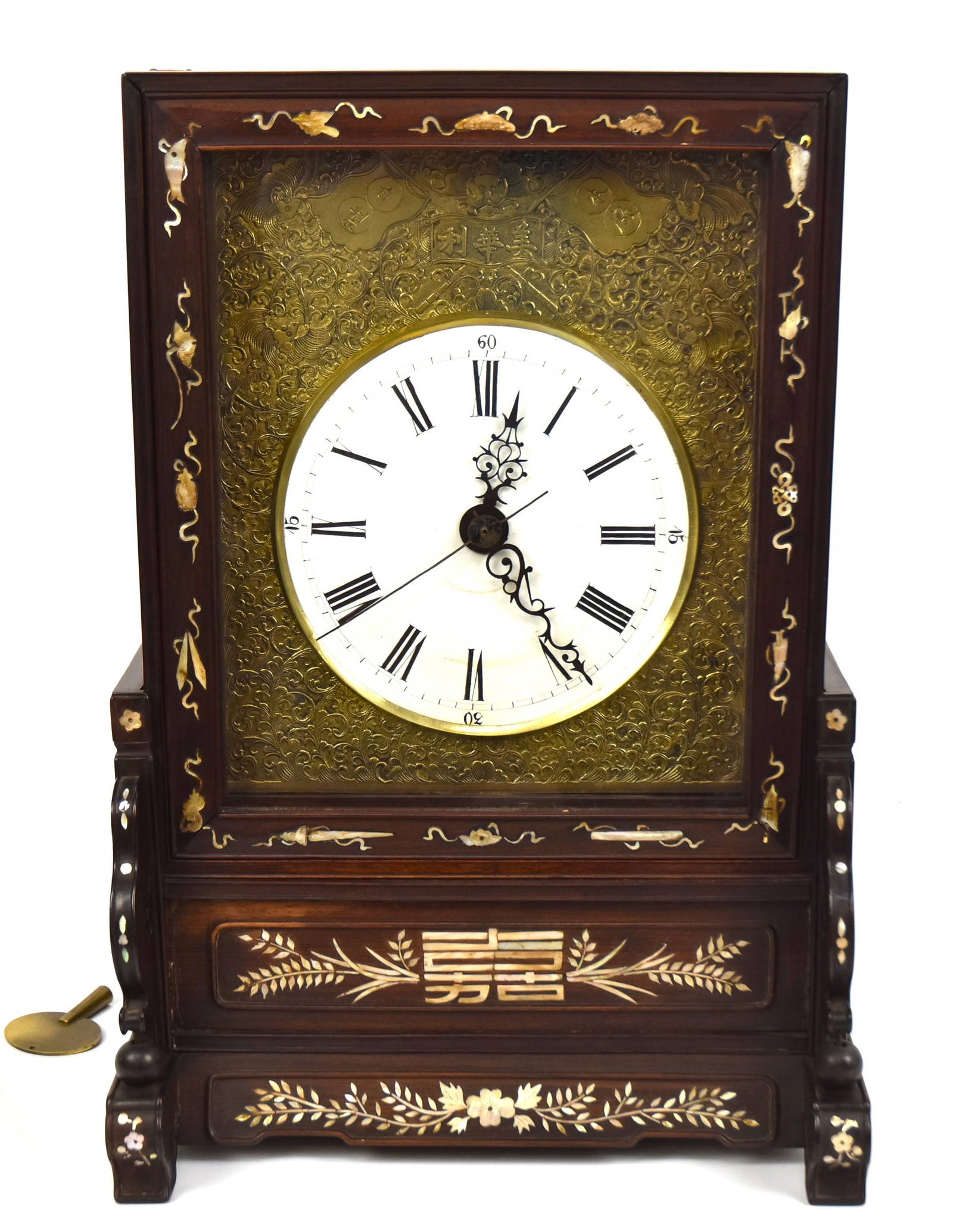 Chinese Qing Dynasty Teak & Brass Shelf Clock Auction
