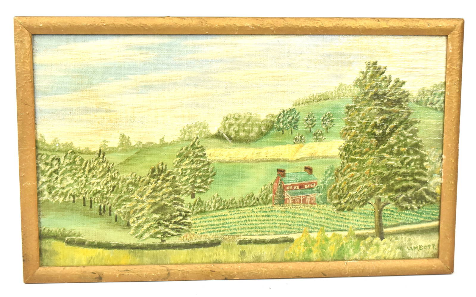 Folk Art Farm House Painting By William Bott Auction
