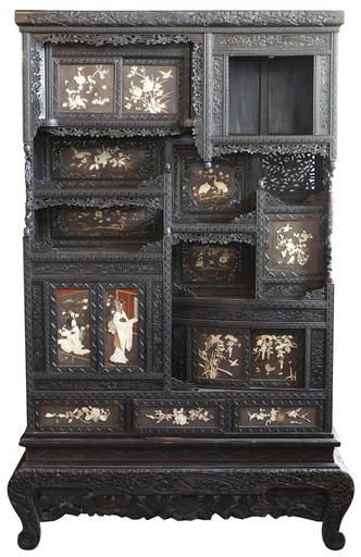 Ornate 19th Century Japanese Curio Cabinet