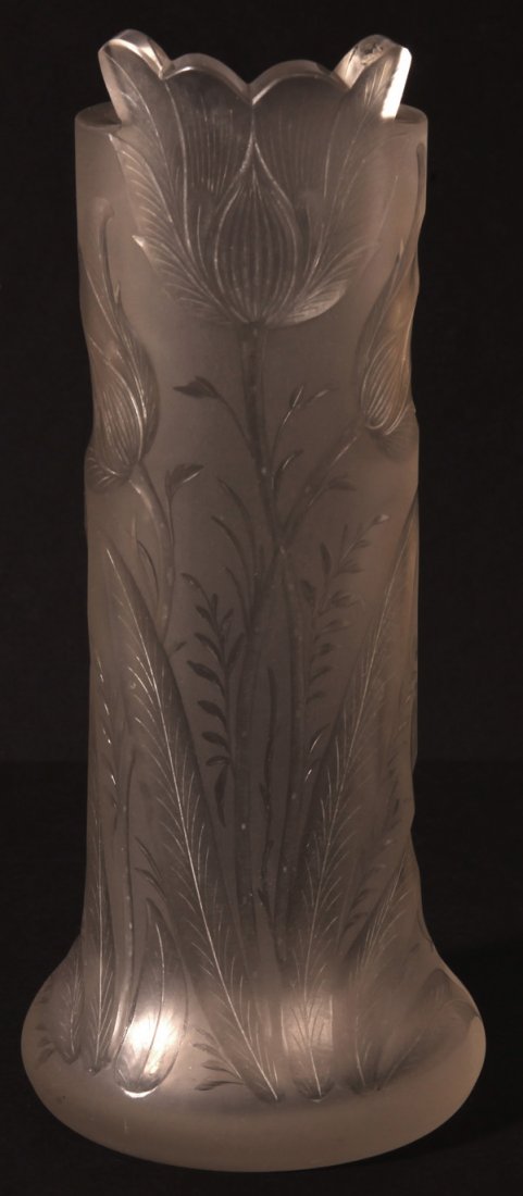 INTAGLIO CUT GLASS VASE