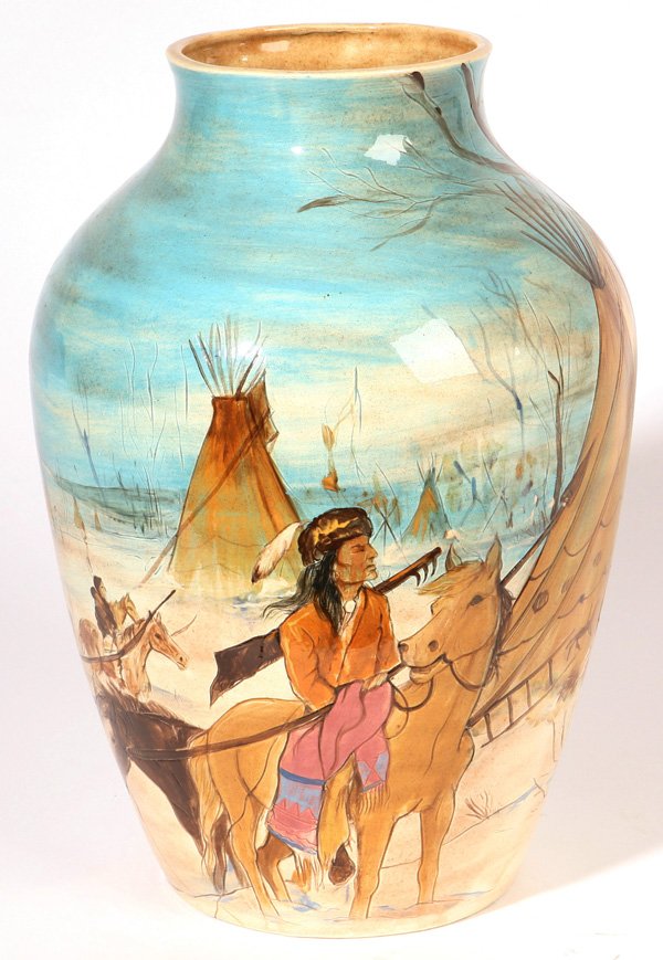 MONUMENTAL RICK WISECARVER POTTERY VASE W/INDIAN - May 04, 2014 ...
