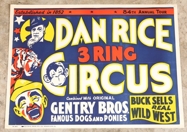 The Famous Dan Rice Circus Poster